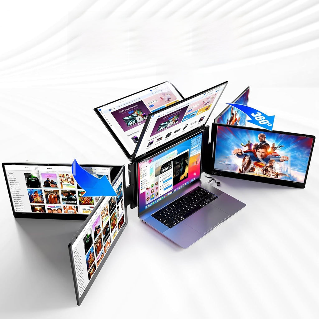 Triple Monitor Extender for Laptops, FHD 1080P IPS, USB-TypeC ...